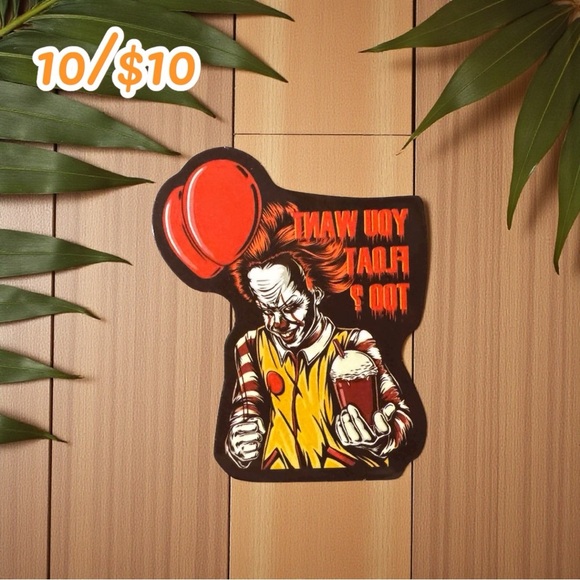 Design | Creepy Clown You Float Too Sticker 2 14 Glossy Vinyl | Poshmark